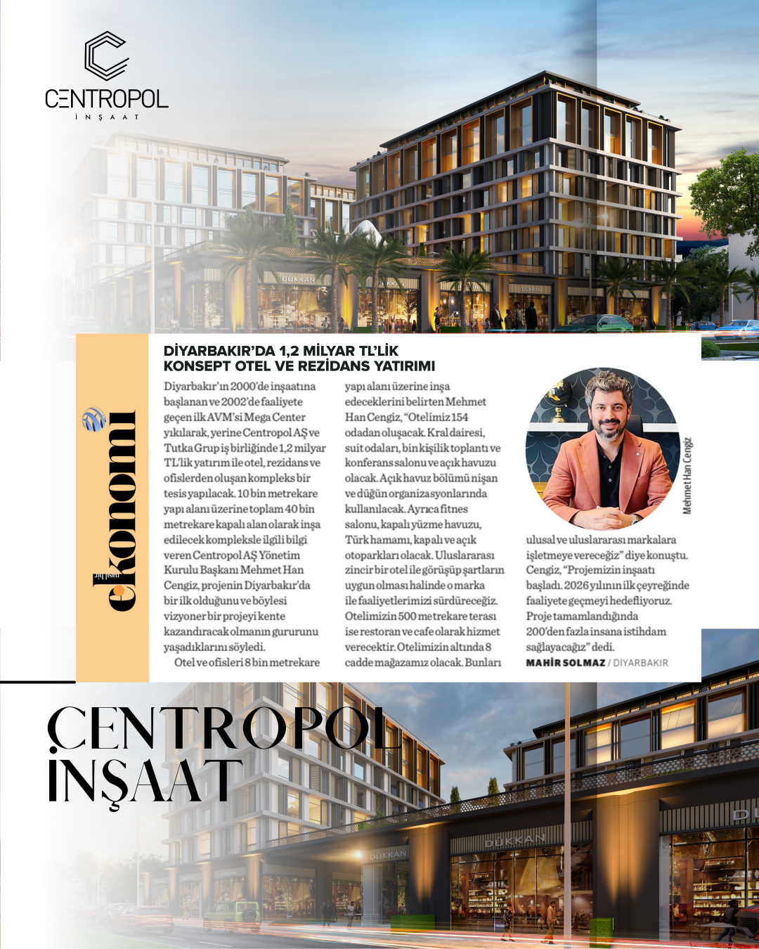 Diyarbakır'da 1.2 Milyar TL'lik Konsept Otel ve Rezidans Yatırımı - Centropol İnşaat